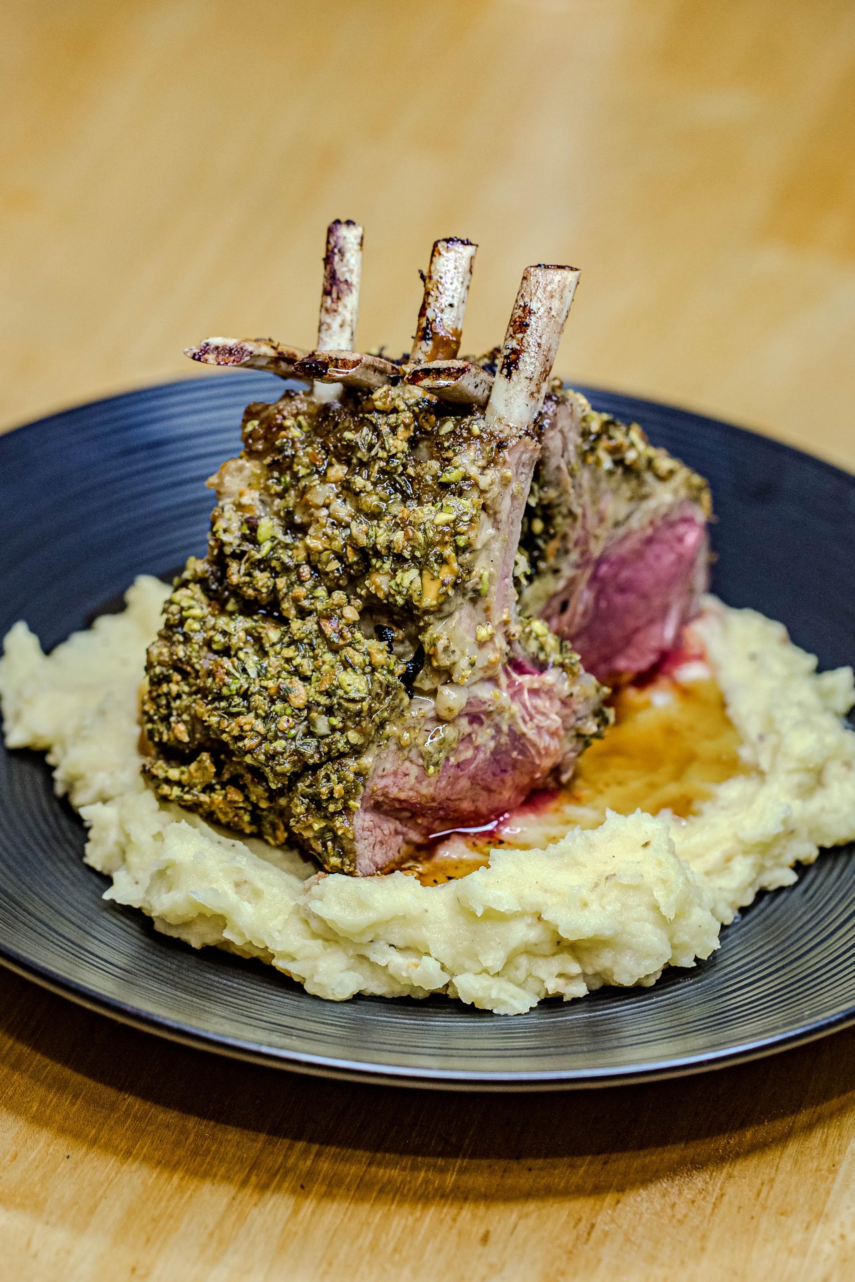Pistachio & Herb-Crusted Rack of Lamb with Roasted Garlic Mashed ...